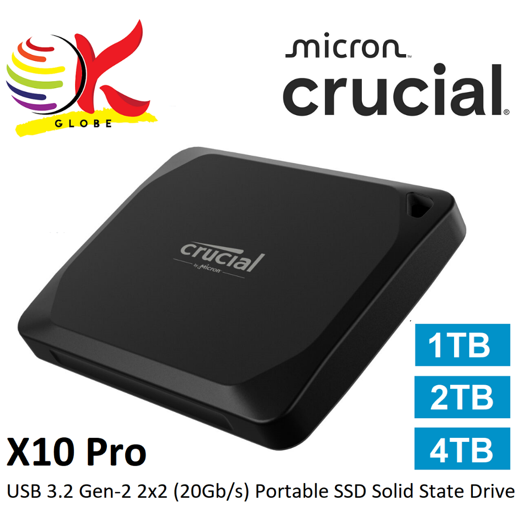 CRUCIAL X10 PRO EXT SSD USB 3.2 GEN-2 (20GB/S) EXTERNAL PORTABLE SOLID ...