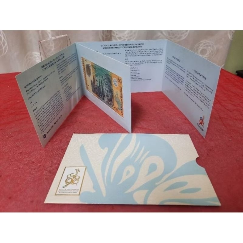 [With Original Folder] 1998 Malaysia KL XVI Commonwealth Games Commemorative Banknote Sukom RM50 ...