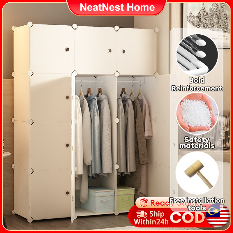 【Ready stock】Wardrobe DIY Clothes Cabinet With Hanger Multipurpose ...