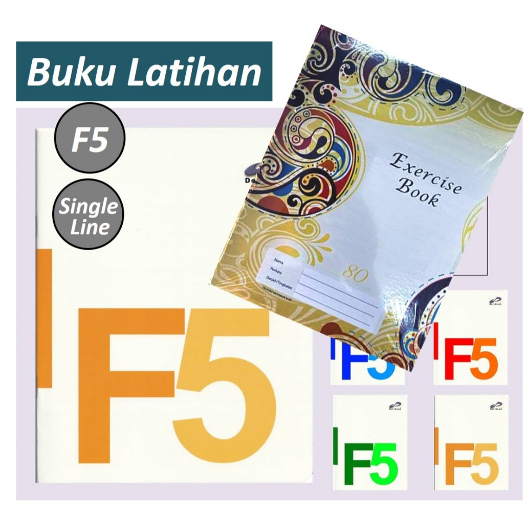 Exercise book Notebook 80 100 120 pages single line F5 Card Cover (Buku ...