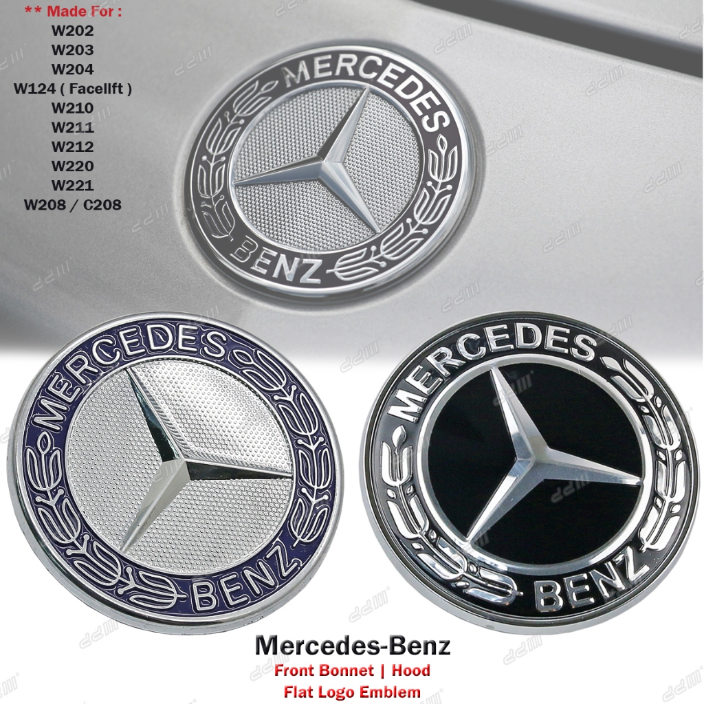 Front Flat Logo Emblem (Blue/Black) Mercedes Benz W202 W203 W204 W124 ...