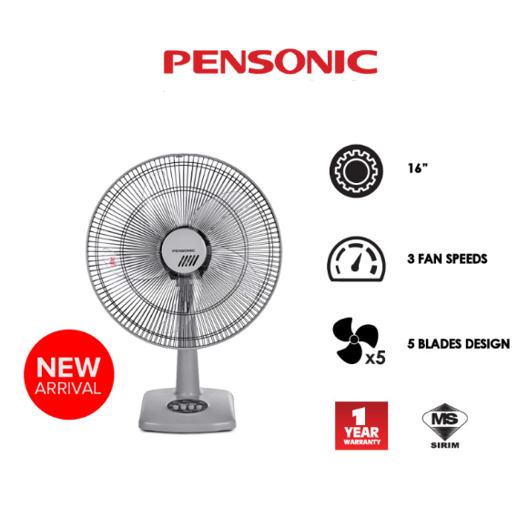 Pensonic Table Fan 12 Inch 3 Blade 16 Inch 5 Blade 3 Speed 5 Star ...