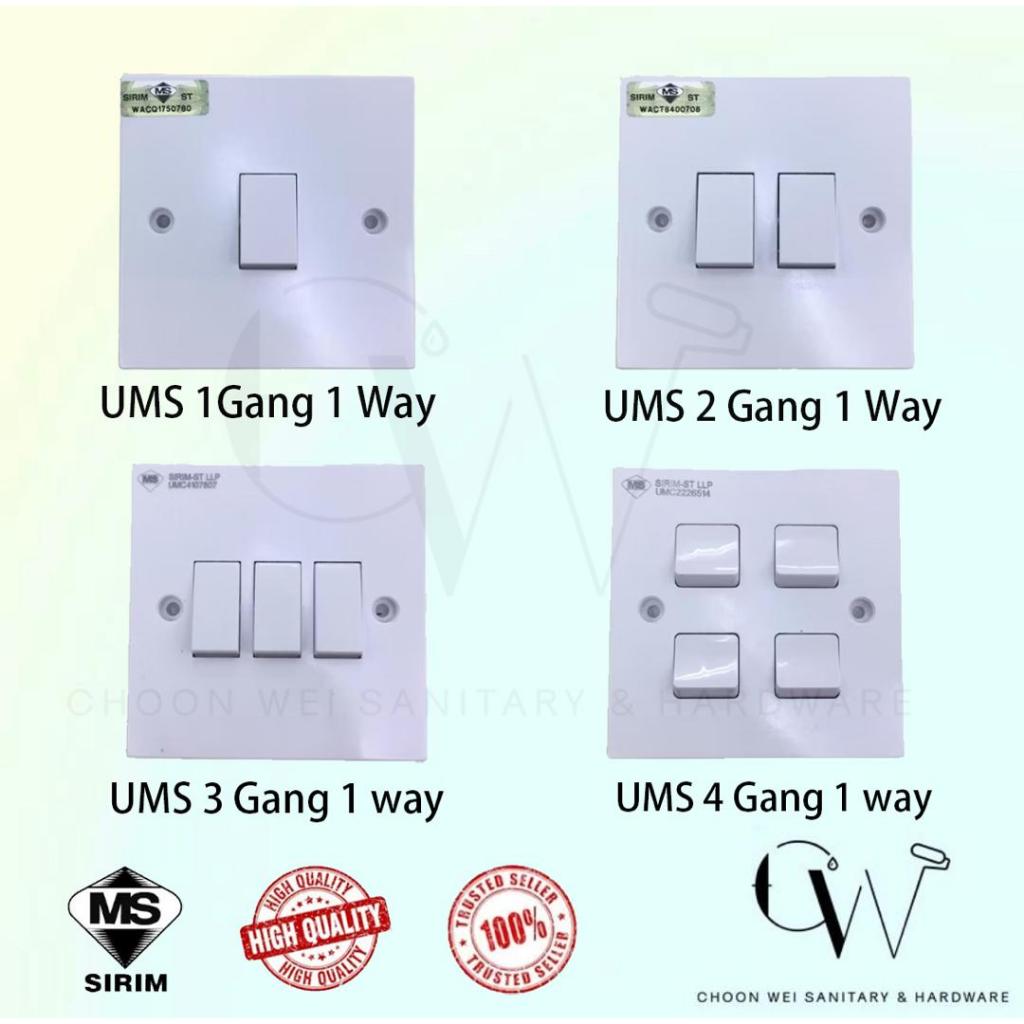 UMS SWITCHES SINGLE POLE 1G/2G/3G/4G/5G 1W GANG 1 WAY SWITCH SOCKET ...