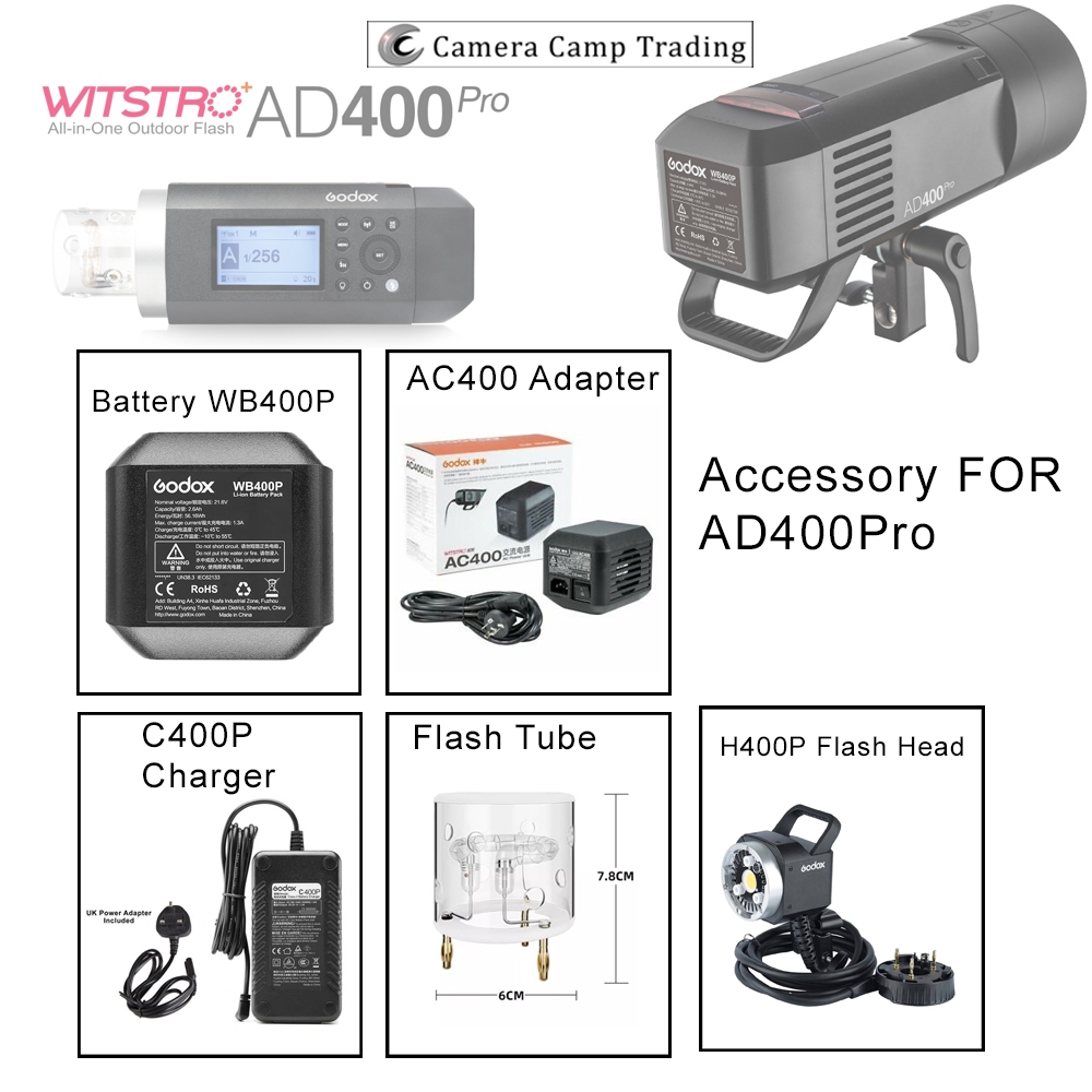 Godox AD400Pro accessory /WB400P Battery / Flash tube / Charger (C400P ...