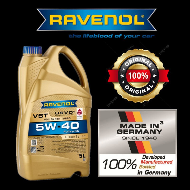 RAVENOL ENGINE OIL VOLLSYNTH TURBO VST USVO SAE 5W40 FULLY SYNTHETIC 5L ...