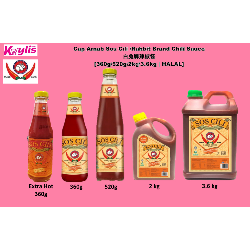 Cap Arnab Sos Cili \Rabbit Brand Chili Sauce\白兔牌辣椒酱 [360g\520g\2kg\3 ...