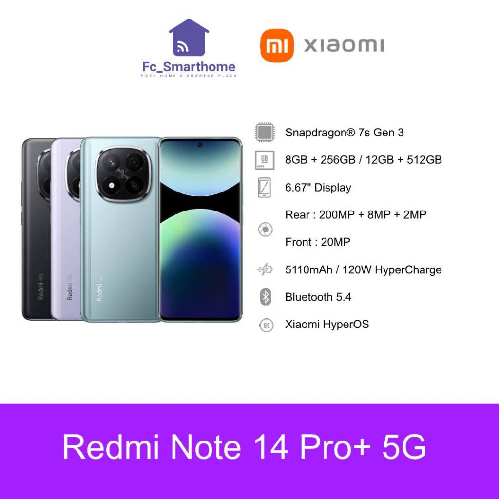 Xiaomi Redmi Note 14 Pro+ | Octa Core | 5G | Smart phone | 200MP Triple ...