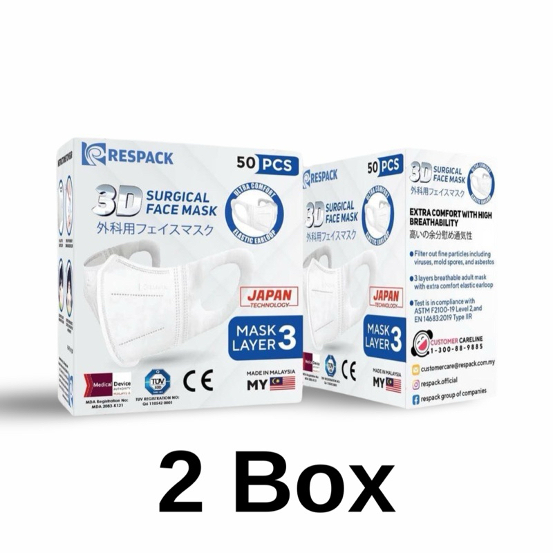 CLEARANCE !!!! RESPACK ADULT 3D JAPAN TECHNOLOGY SURGICAL 3PLY FACE MASK (50PCS/BOX) | Shopee ...