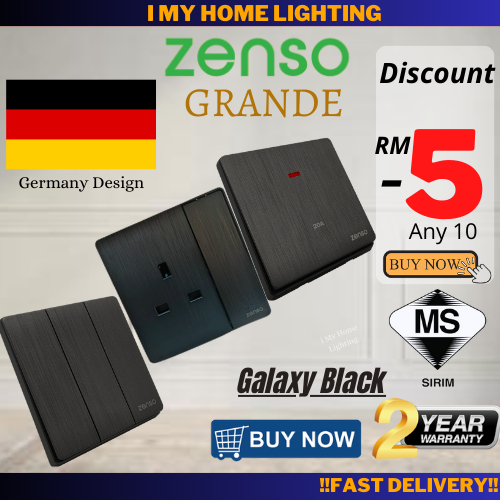 (SIRIM) ZENSO Grande Switch Galaxy Black Rocker Slim Switches Socket ...