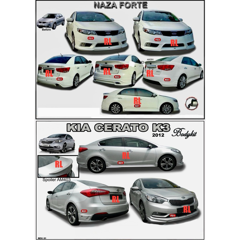 Naza forte Kia Cerato K3 2012- RL Bodykit body kit front side rear ...