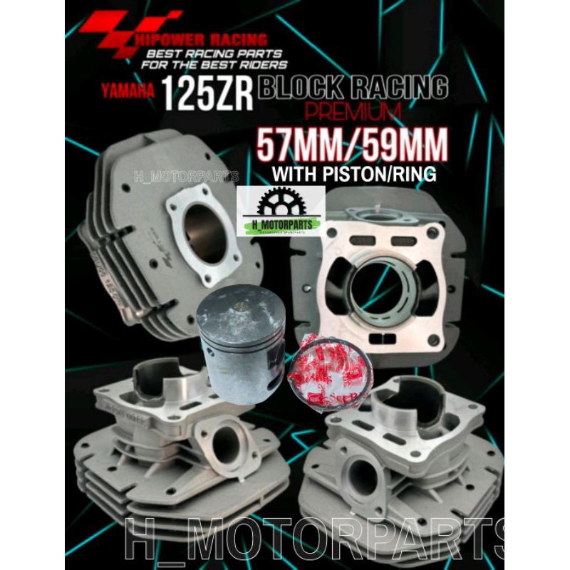 HIPOWER RACING BLOCK Y125ZR Y125Z 57MM 59MM HI POWER WITH PISTON RING YAMAHA ORIGINAL RACING ESR ...