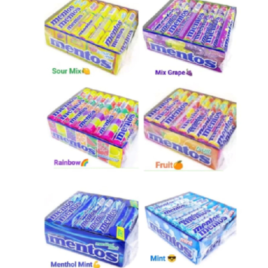 Mentos Roll Assorted Flavour (24pcs x 37g) Chewy Mint/Menthol Mint ...