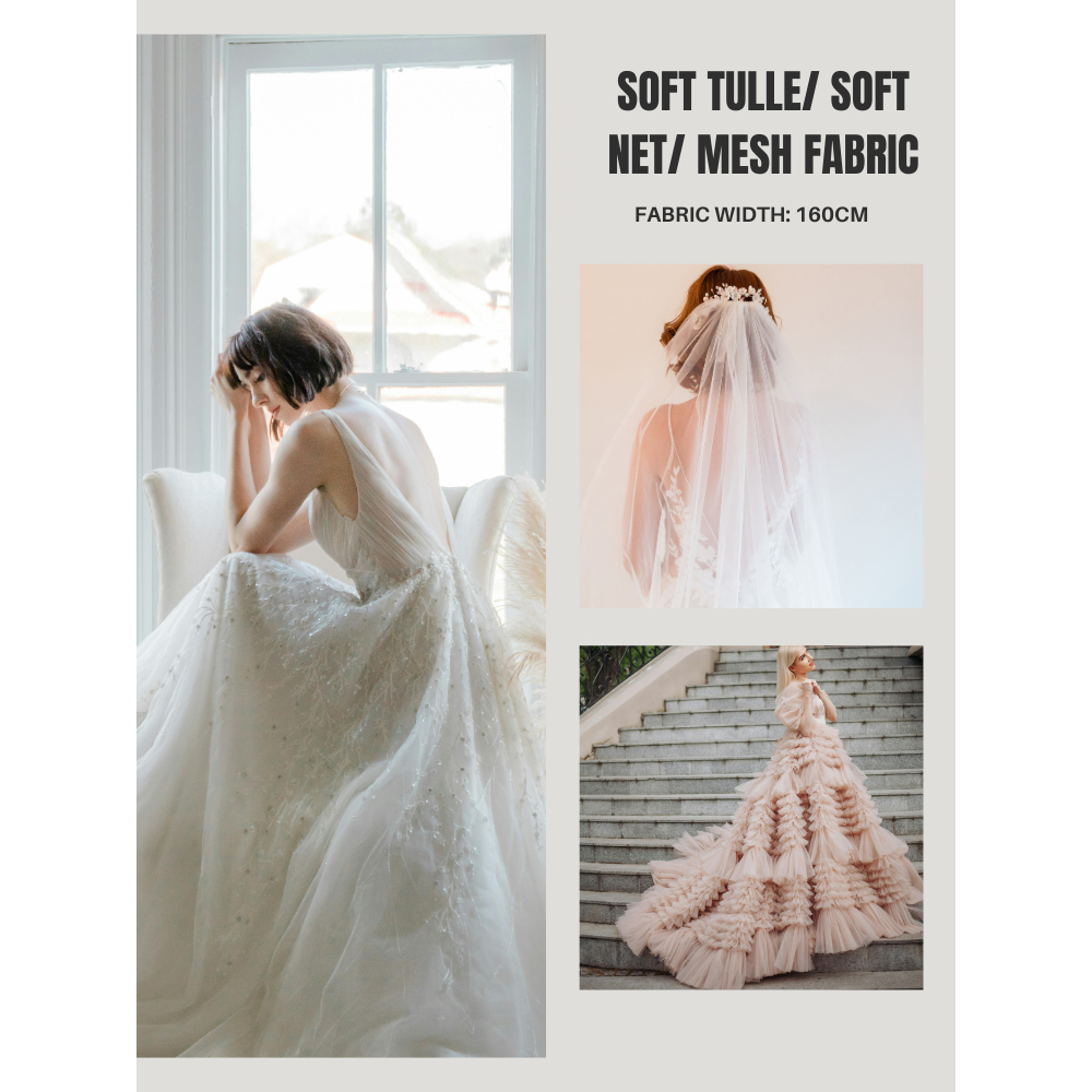 Le Mood Soft Tulle Fabric 63 inch Tulle Fabric Mesh Fabric Soft Net ...
