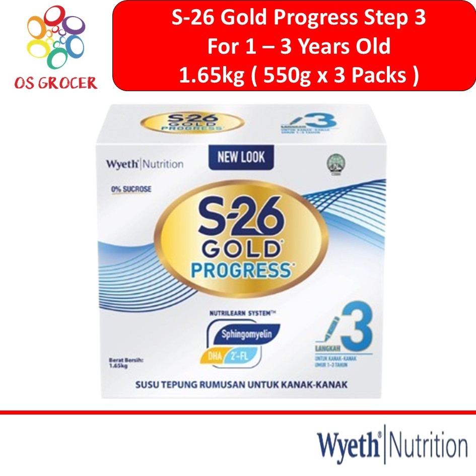 Wyeth S-26 Gold Progress Step 3 For 1-3 Years Old 1.65kg ( 550g x 3 Packs ) | Shopee Malaysia