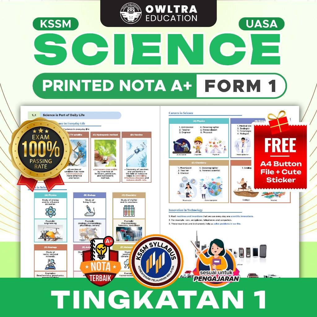 Nota Science UASA Tingkatan 1 PT3 Nota A+ (Printed Note) | Shopee Malaysia