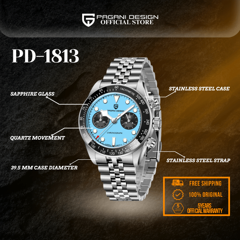 [GIVE SMALL BOX]Pagani Design Men's Stainless Steel Quartz Watch PD ...