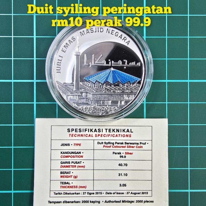 (B42) duit syiling peringatan perak silver 99.9 duit syiling rm10 ...