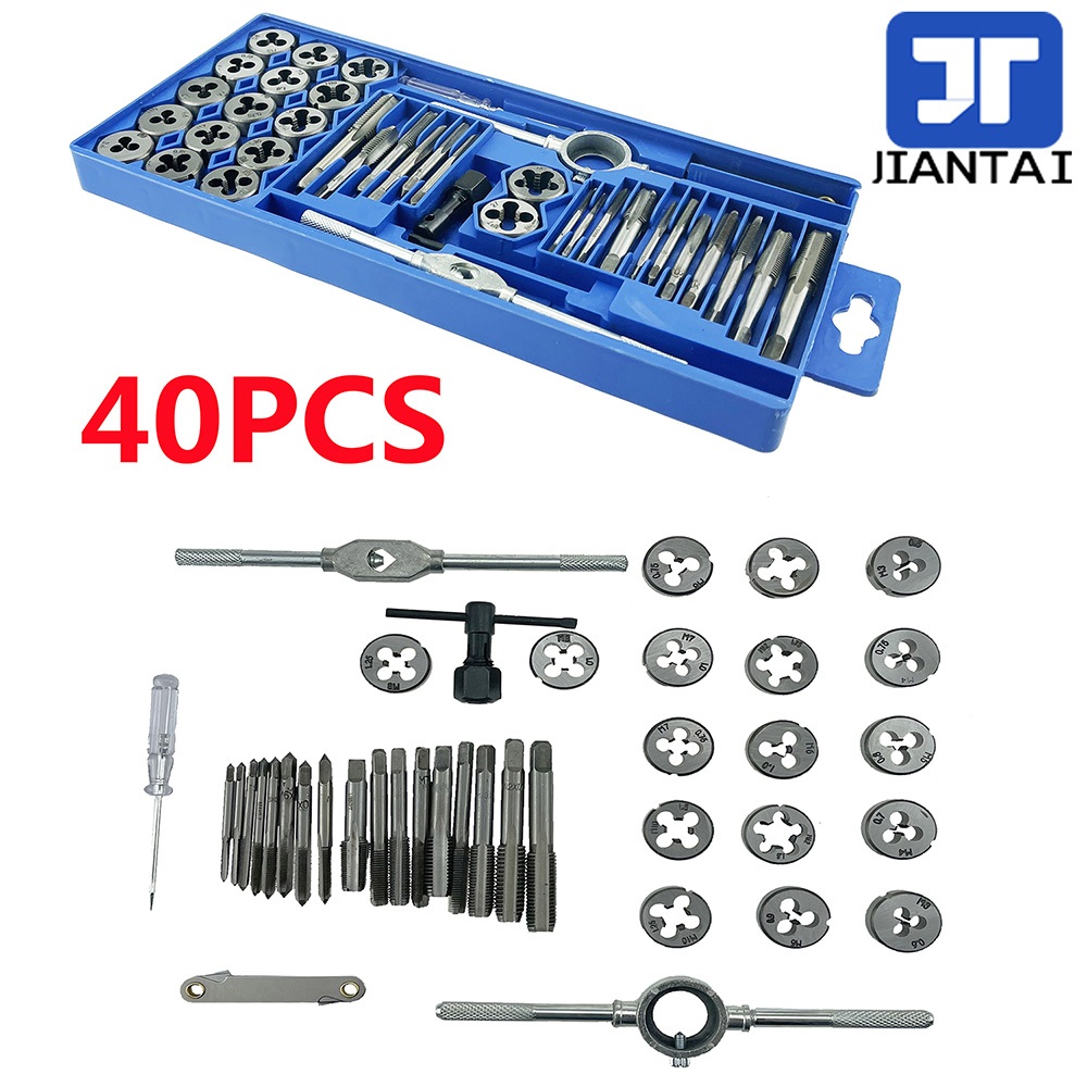 40pcs Tap Die Set M3-M12 Screw Thread Metric Taps Wrench DIY Kit Wrench Screw Threading Hand ...