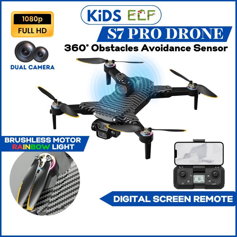 S7 Rc Drone with Dual Camera LCD Screen Remote Control drones Brushless Motor dron deron murah ...