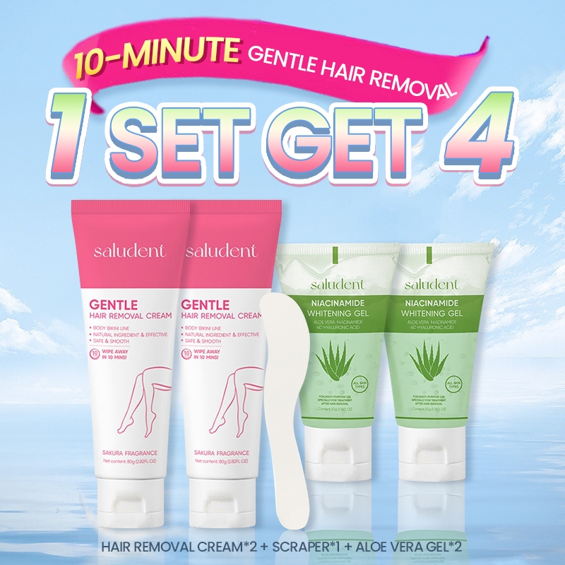 saludent Hair Removal Cream buang bulu 80g, Come With Aloe Vera Gel 50g / Whitening Soap 100g ...
