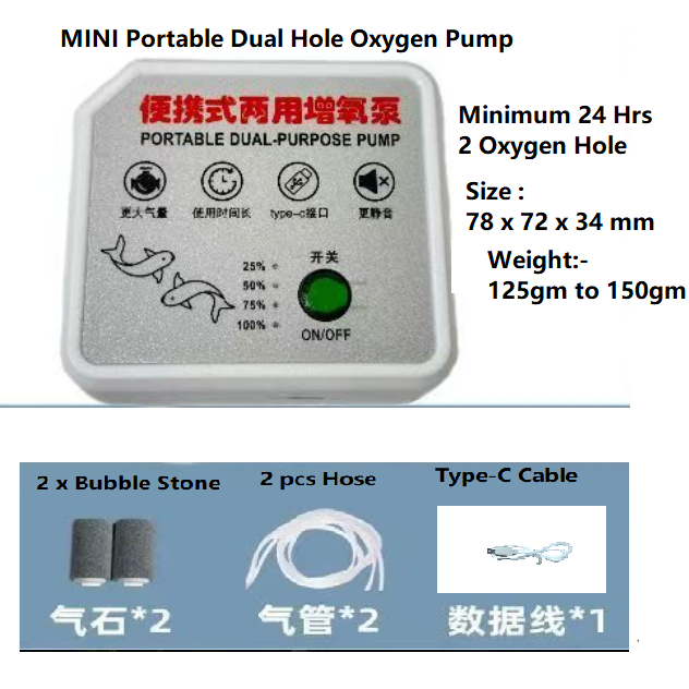 Pam Angin Oxigen Caj Bateri untuk Umpan RECHARGEABLE Oxygen 24 Jam Pump ...
