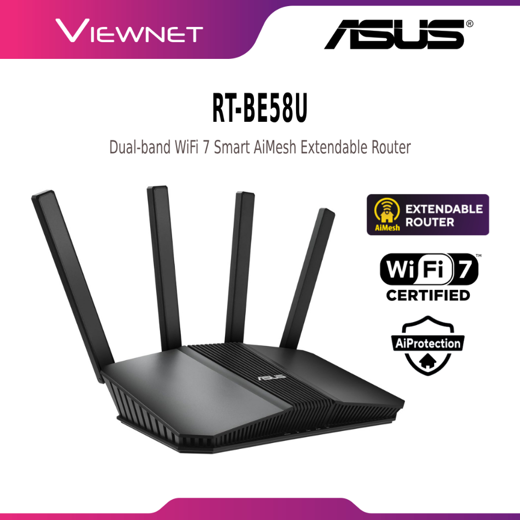 ASUS RT-BE58U 3600MBPS / RT-BE88U 7200MBPS DUAL-BAND WIFI 7 AIMESH EXTENDABLE ROUTER WITH AIMESH ...