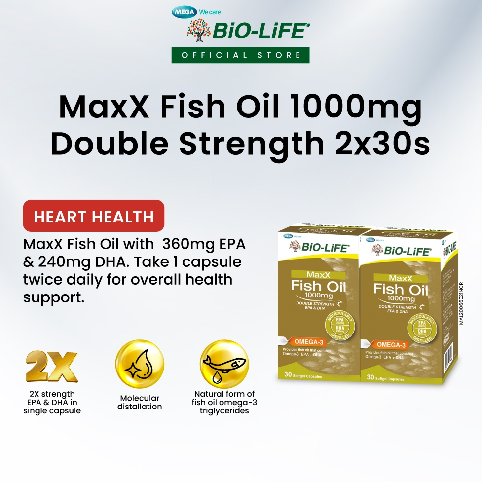 BiO-LiFE Maxx Fish Oil 1000mg 2 x 30 capsules (EXPIRY DATE JUNE 2026 ...