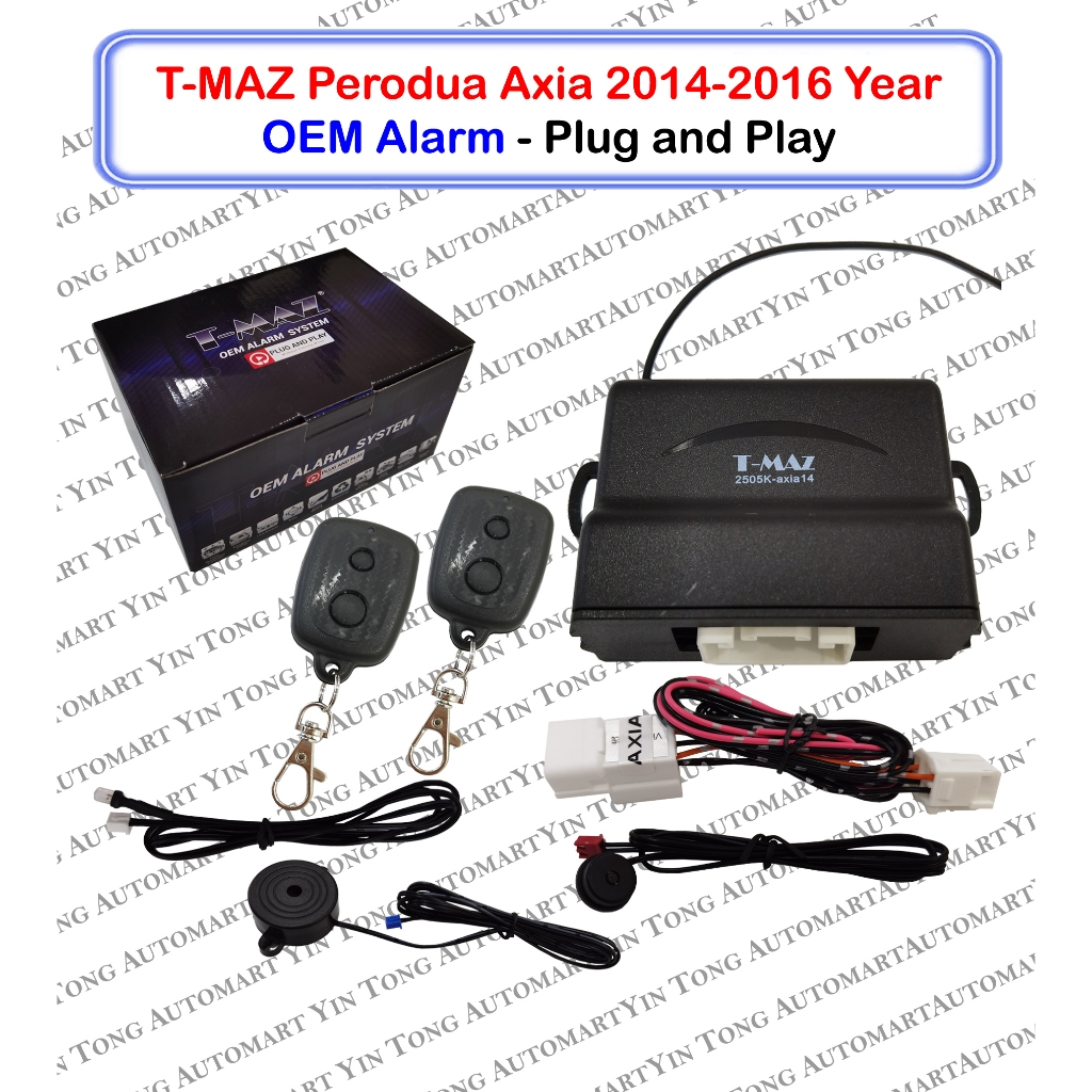 T-MAZ/ SMART STAR Perodua Axia 2014-2016 Year OEM Alarm Plug and Play ...