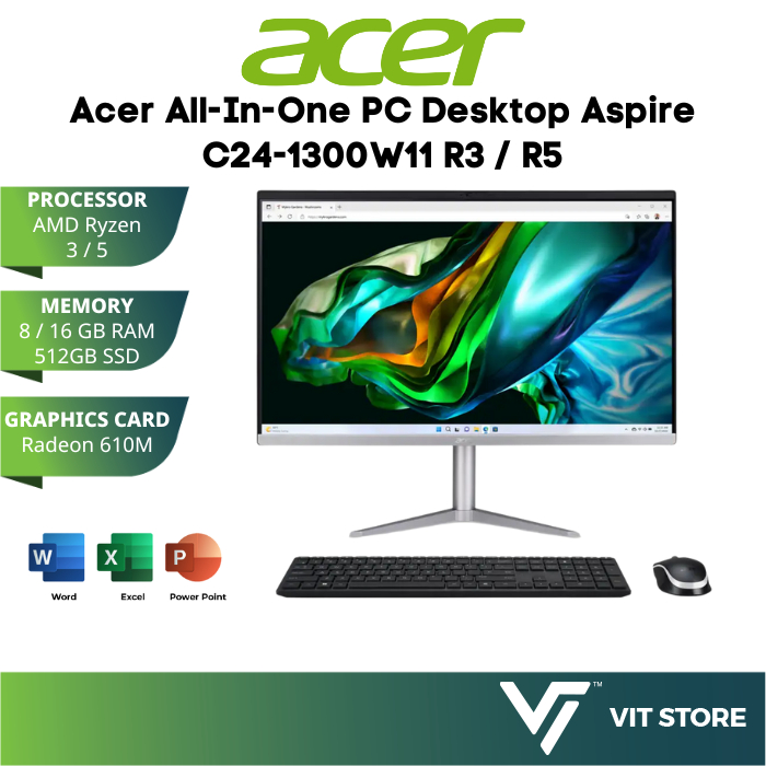 Acer All In One Pc Set Aspire C 1300W11 R3-7320U / R5-7520U Radeon 610M ...