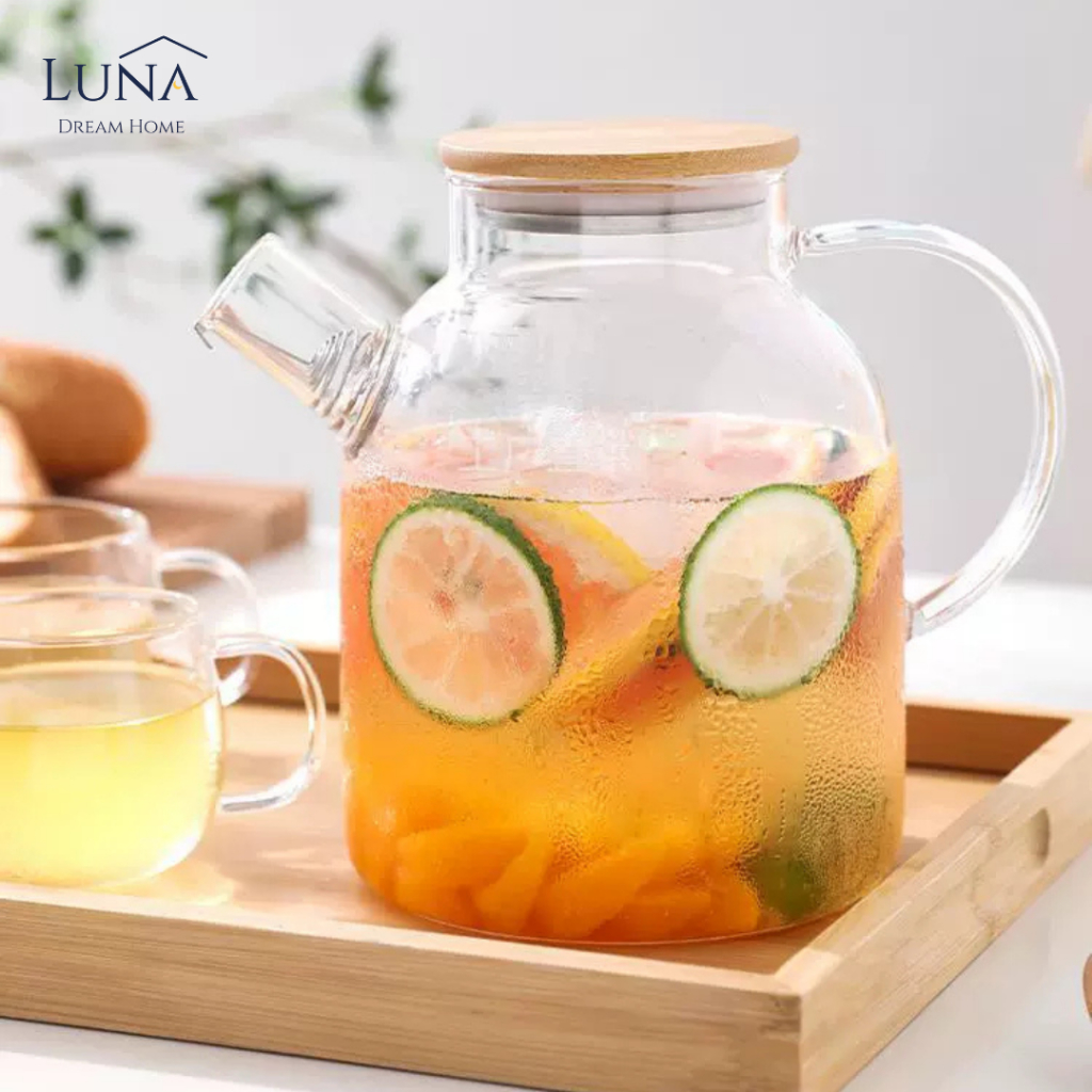 LUNA [Alice Glass Jug] Muji Air Tight Teapot Cover Drink Tea Cup ...