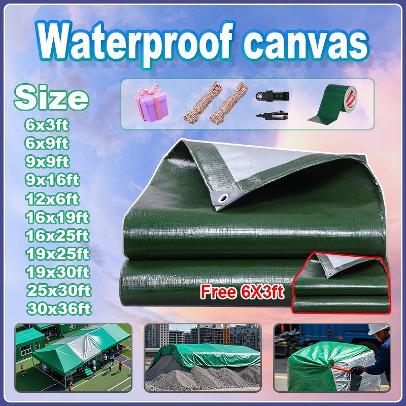 【18 Choose】+ 5 Gift Tarpaulin canvas 2m 3m 4m 5m 6m 8m 10m (with holes ...