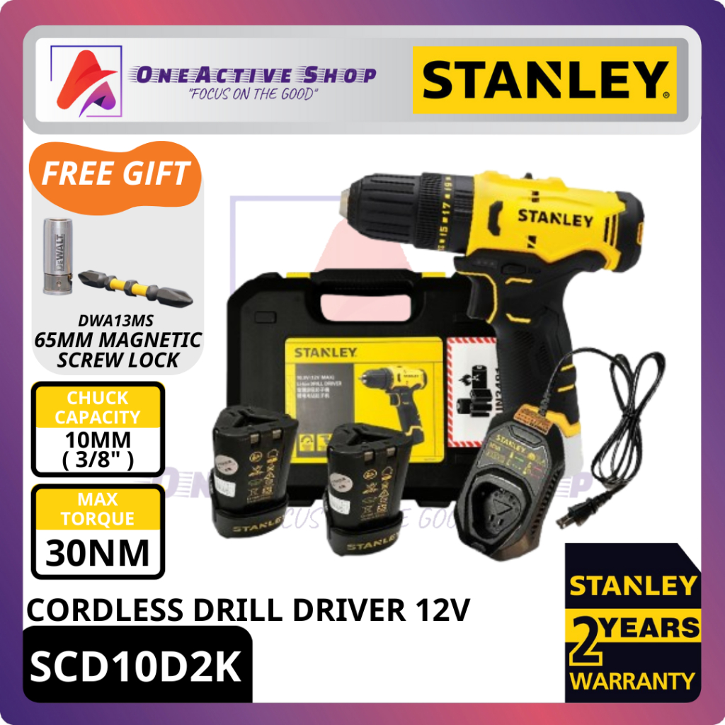 STANLEY 12V SCD10D2K CORDLESS DRILL DRIVER 10MM | SCD10D2K-B1 SCD10 ...