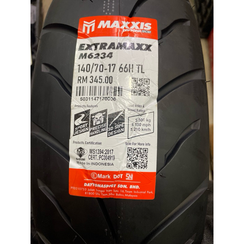 Maxxis Extramaxx 140/70-17 tyre tubeless (year of made 2025) | Shopee ...