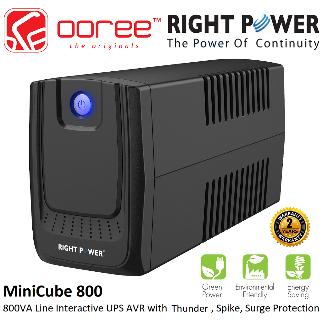 RIGHT POWER MINICUBE 800 800VA LINE INTERACTIVE UPS WITH BUILT IN AVR WITH THUNDER, SPIKE ...