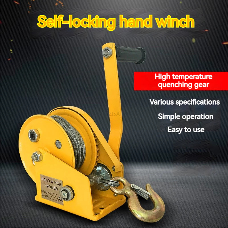 Hand Cranked Winch Bidirectional Self-locking Manual Winch Small ...