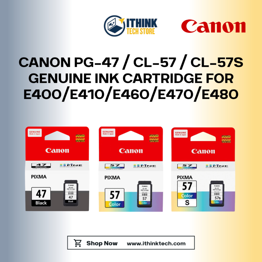 CANON PG-47 / CL-57 / CL-57S GENUINE INK CARTRIDGE FOR E400/E410/E460 ...