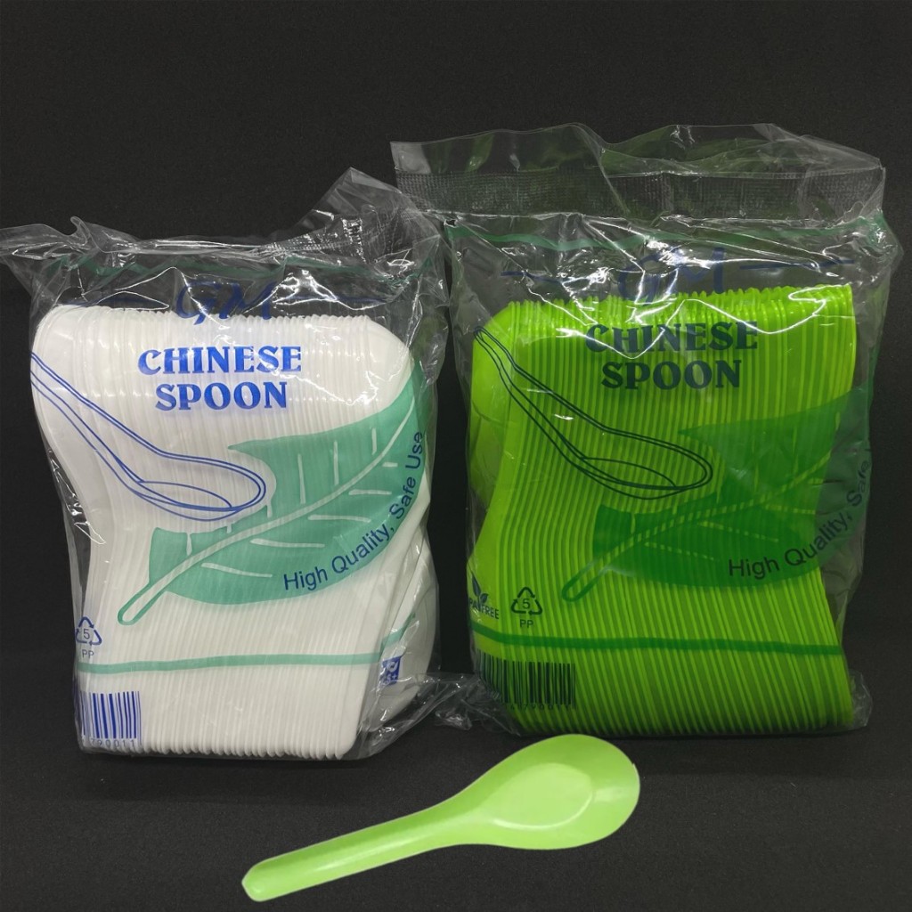 [80 PCS±] Chinese Spoon Green/White Color Plastic Chinese Spoon Cendol ...