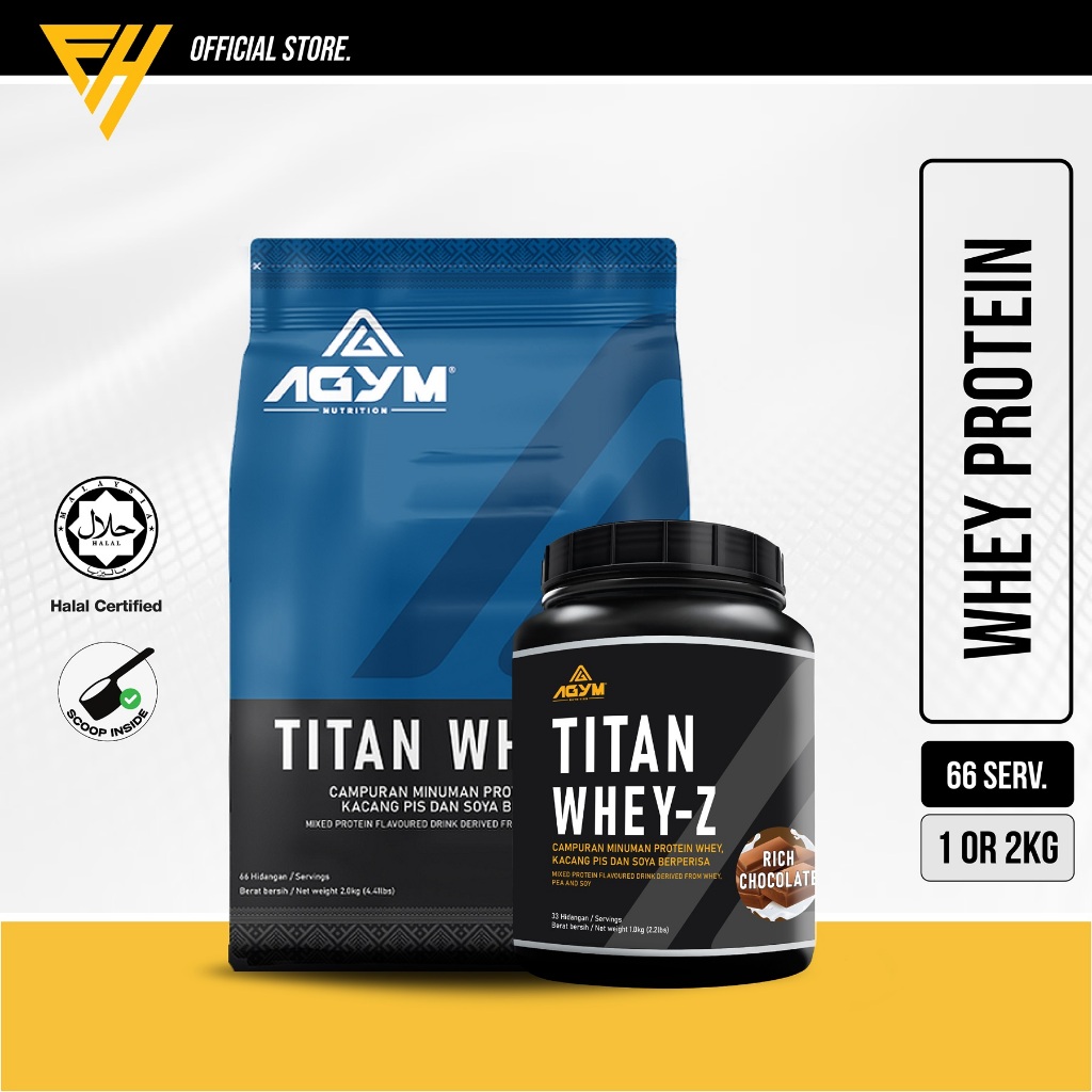 Agym Nutrition Titan Whey-Z (2kg) - Whey Protein Powder Halal Fitness ...