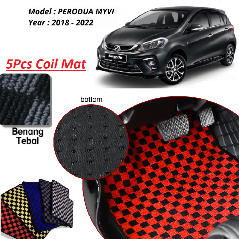 Car Perodua Myvi 2018 Carpet Coil Mat Anti Slip Checkmate Dadu Thai ...