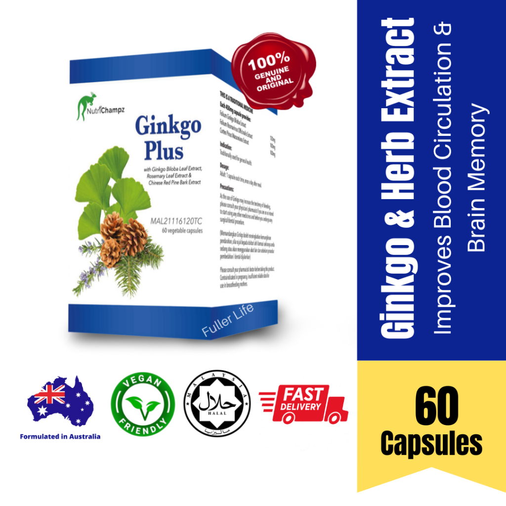 NUTRICHAMPZ Ginkgo Plus (60s) | Improves Blood Circulation & Brain ...
