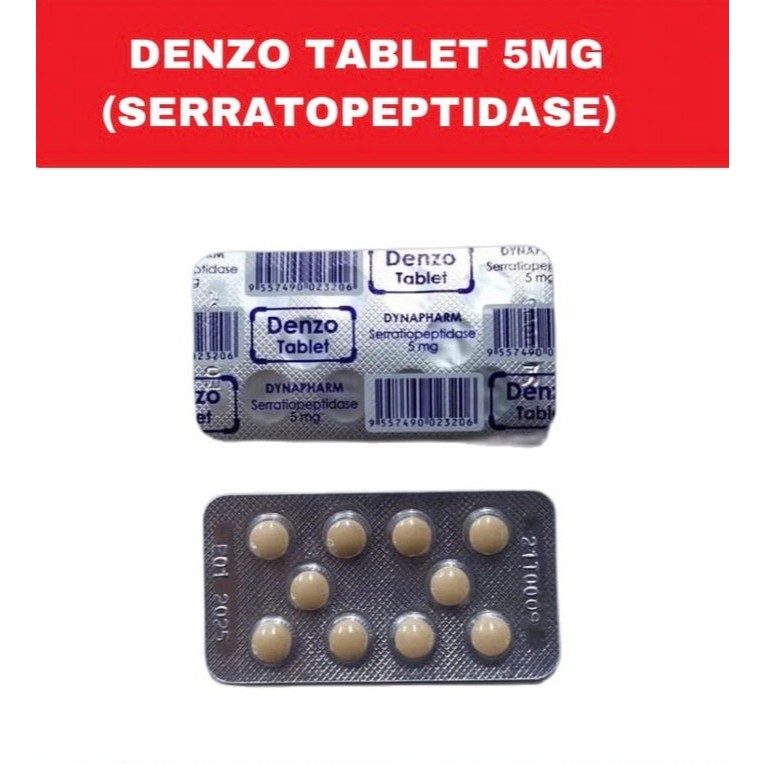 Dyna Denzo 5mg Serratiopeptidase Tablets 10s Strip Surut Bengkak Radang Swelling Inflammation ...