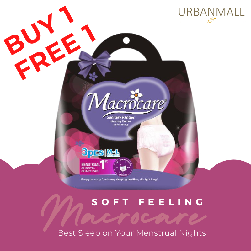 BUY 1 FREE 1 Macrocare 3PCS Disposable Women Maternity Menstrual Sanitary Overnight Heavy Flow ...