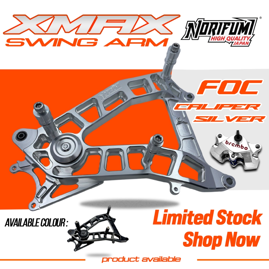 NORIFUMI SQ SERIES SWING ARM X MAX XMAX SILVER / BLACK FOC CALIPER REAR ...