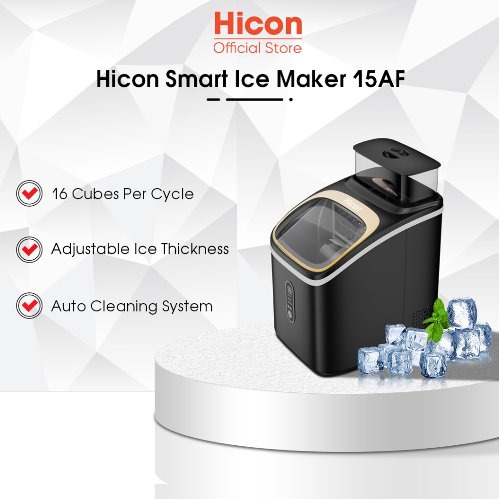 Hicon 15AF Ice Maker Machine Ice Cubes Thickness Settings Electric Automatic 15kg-24H Fast Ice ...