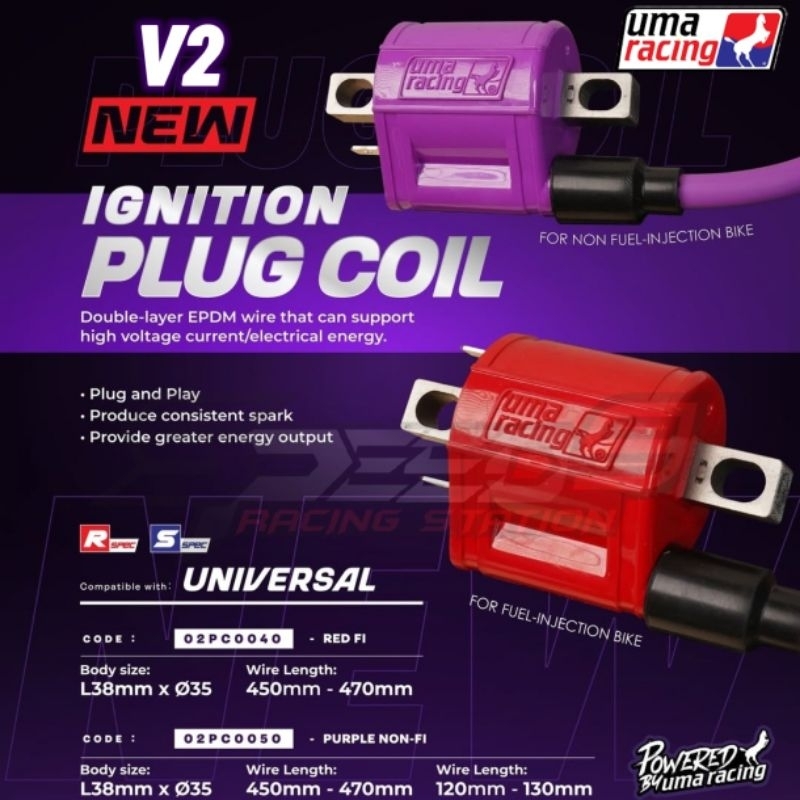 UMA RACING COIL PLUG UNIVERSAL LC135/Y15/Y16/RS150/RSX/WAV100/WAVE125 ...