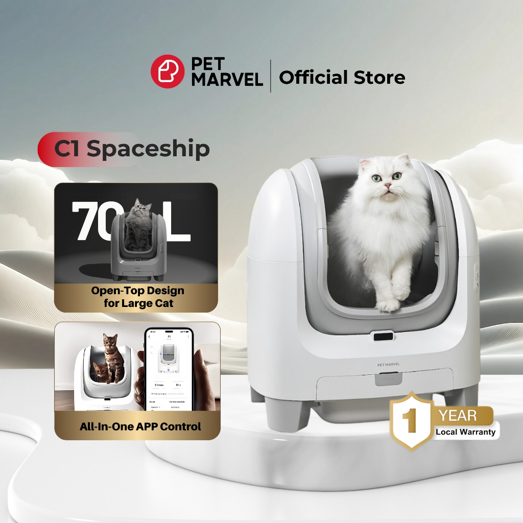 Pet Marvel C1 Open-Top Self-Cleaning Automatic Cat Litter Box Bekas ...