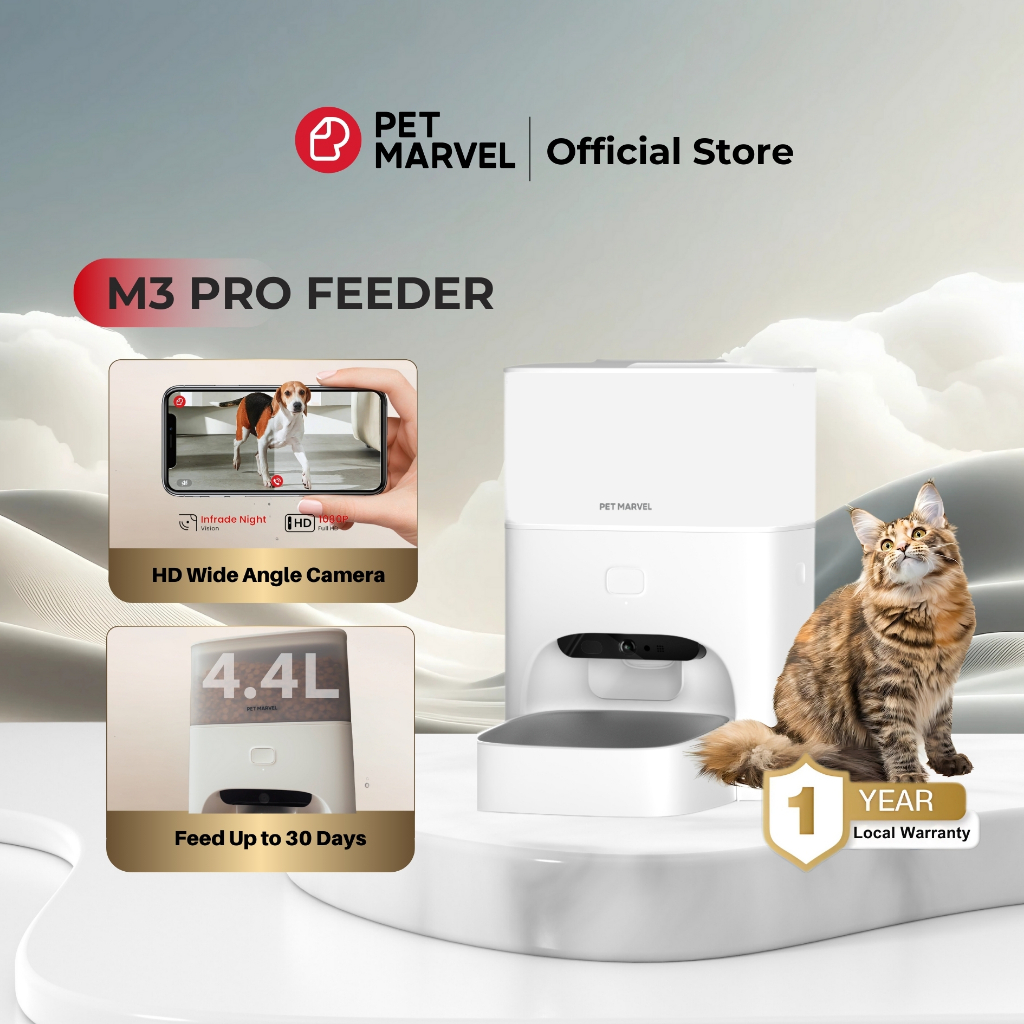 PET MARVEL M3 Pro 4.4L CCTV Automatic Smart Pet Feeder with Camera App Control Cat Dog | Shopee ...