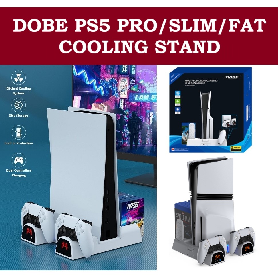 DOBE PS5 Pro Slim Fat Multi Functional Cooling Stand Dual Charging Dock ...