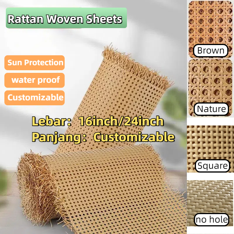 PE Rattan Webbing Rattan DIY 1ft/unit Rattan Woven Sheets 16inch/24inch ...