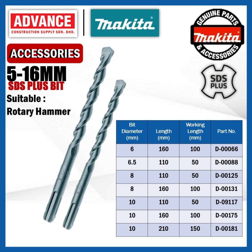 Makita SDS Plus Shank Drill Bit | 5MM - 16MM | Concrete & Masonry Wall ...